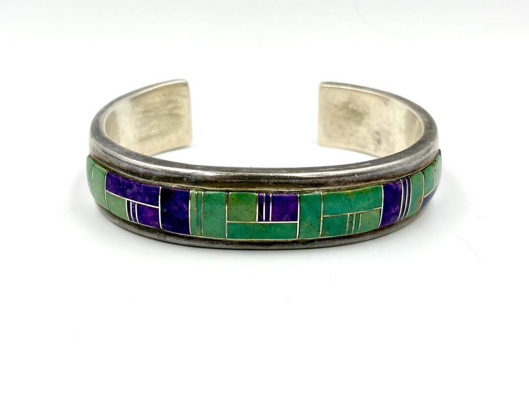 Vintage Frank Chee Navajo Sterling Silver Turquoise Sugilite Inlay Cuff ...