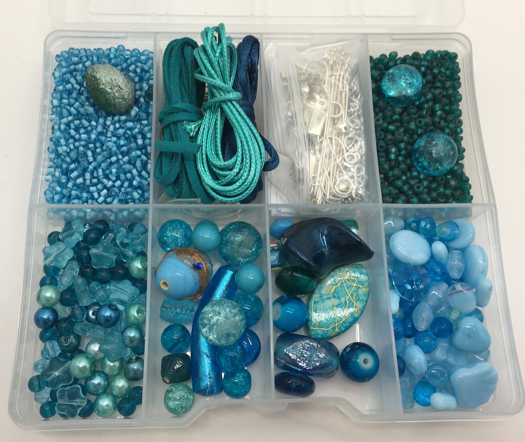 Bead & Jewellery Making Kit in Turquoise, Azure, Teal Tones - Vibrant ...