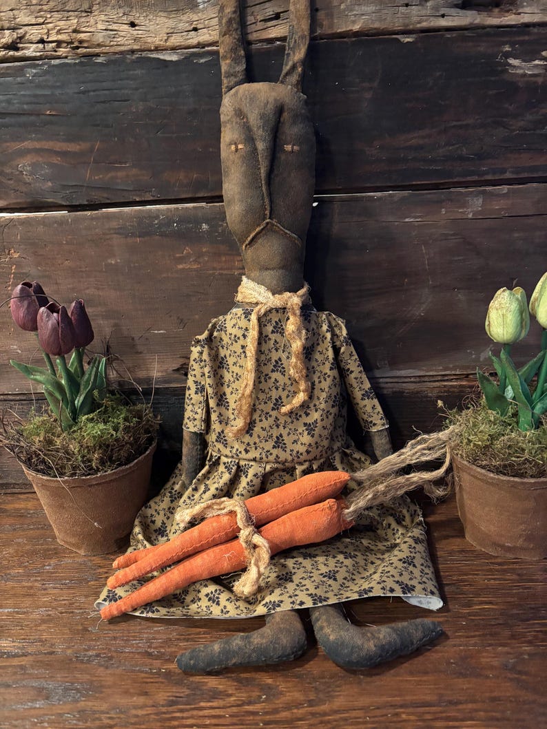 Primitive Grungy Bunny Folk Art Bunny Easter - Etsy