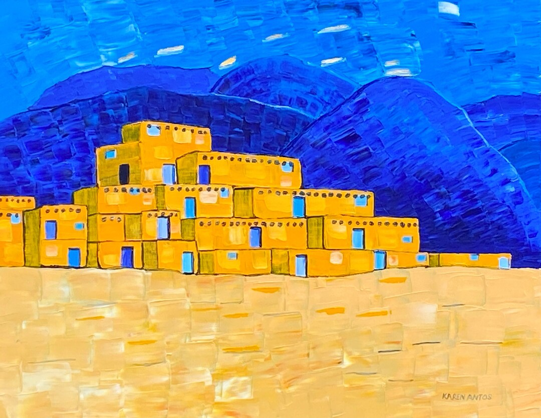 Taos Pueblo Summer Painting - Custom Order - Etsy Taos Pueblo Summer Painting - Custom Order - Etsy