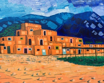 Pueblo Painting - Etsy