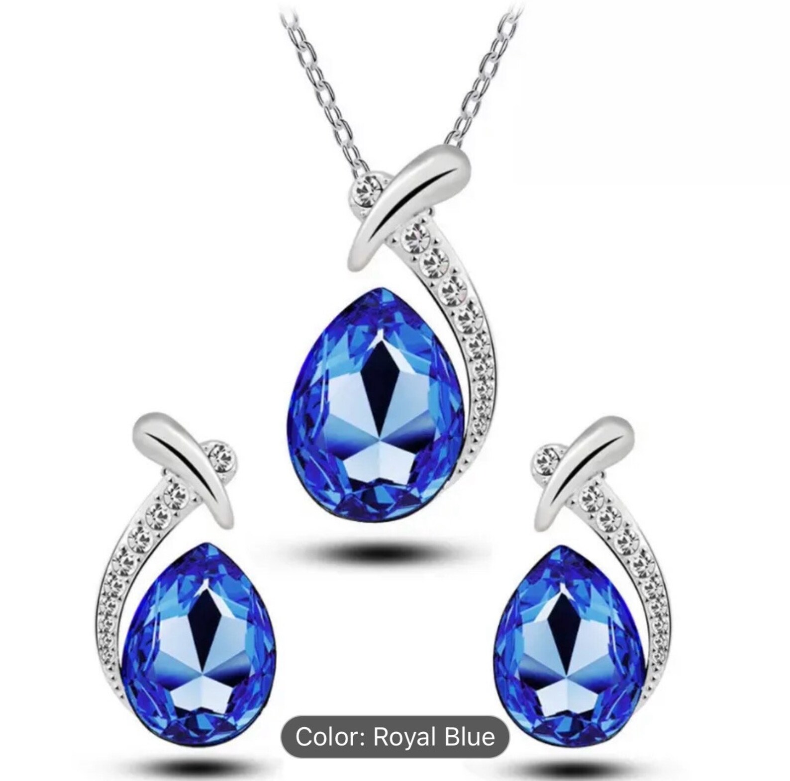 Zircon Mermaid Jewelry Set: Pendant Necklace and Earrings - Etsy