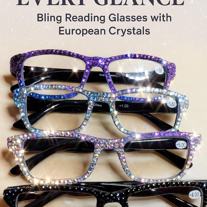 Rhinestone Glasses Pink - Etsy