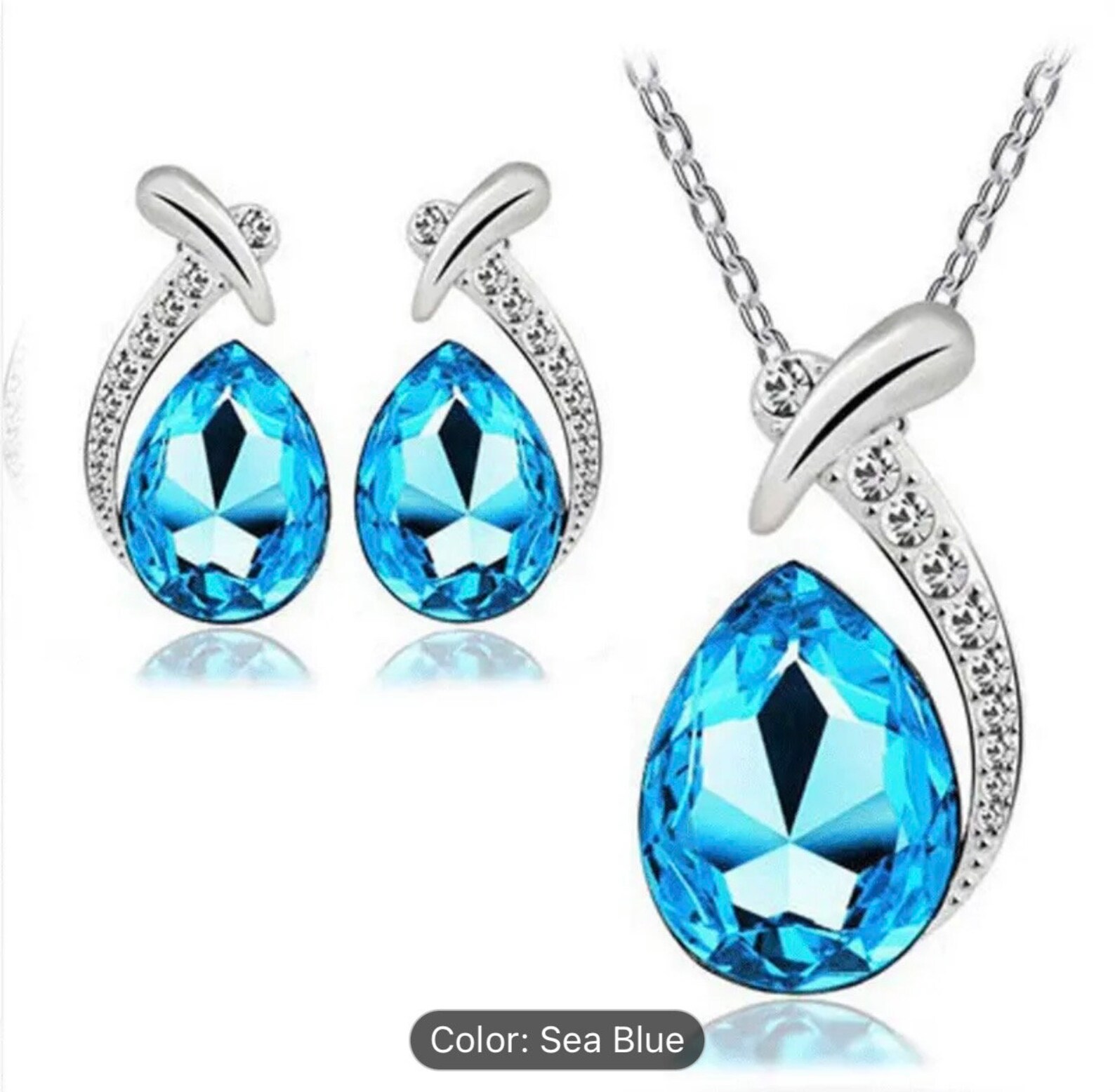 Zircon Mermaid Jewelry Set: Pendant Necklace and Earrings - Etsy