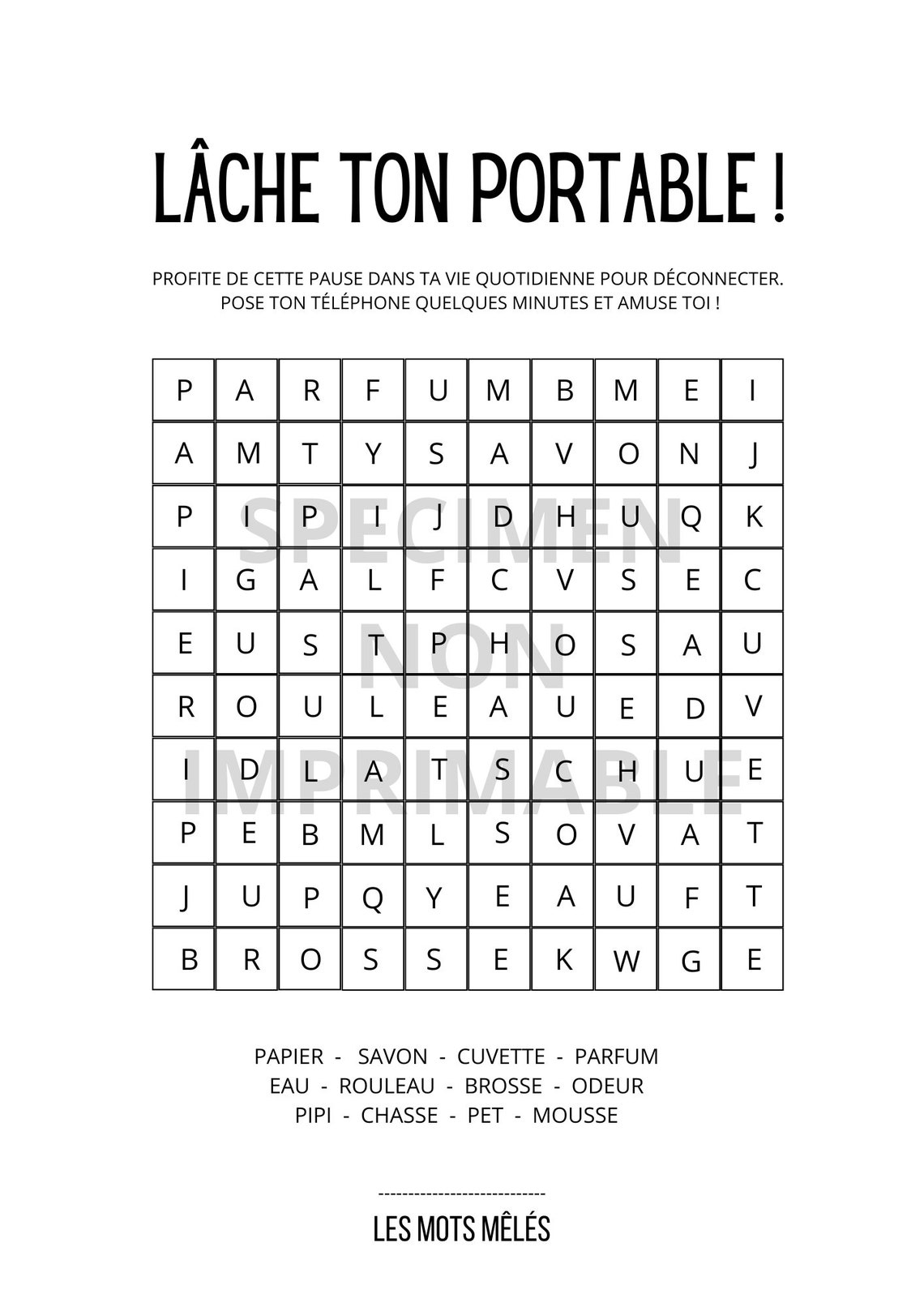 Affiche humour Toilettes Poster à imprimer Jeu Mots mêlés - Etsy France