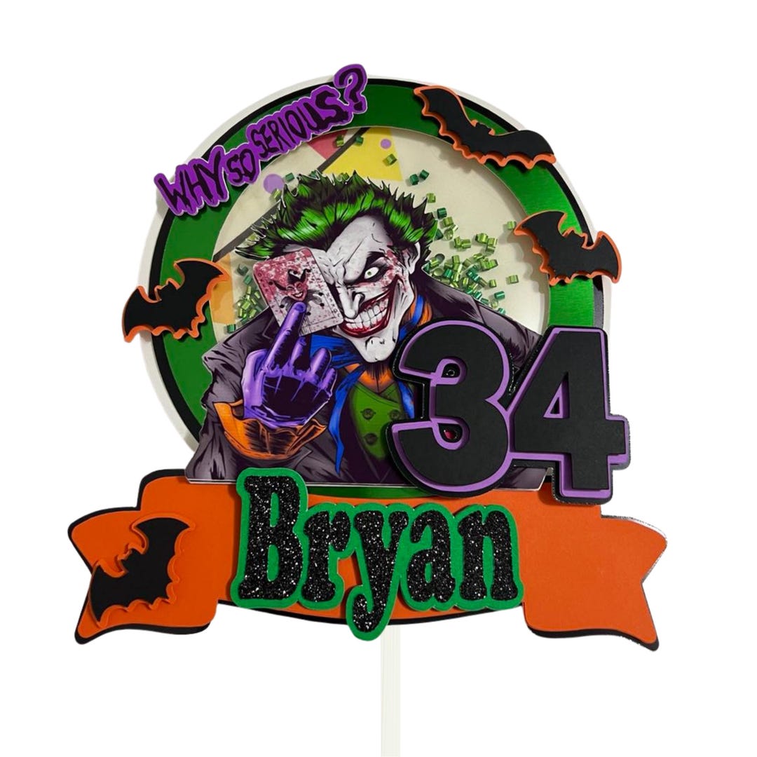 Joker Cake Topper, Birthday Cake Topper, Joker Party Supplies, Joker ...