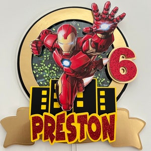 Iron Man Cake Topper, Cake Topper Gold, Iron Man Party, Iron Man ...