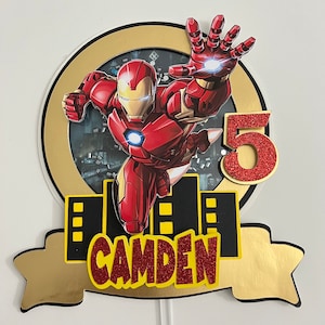 Iron Man Cake Topper, Cake Topper Gold, Iron Man Party, Iron Man ...