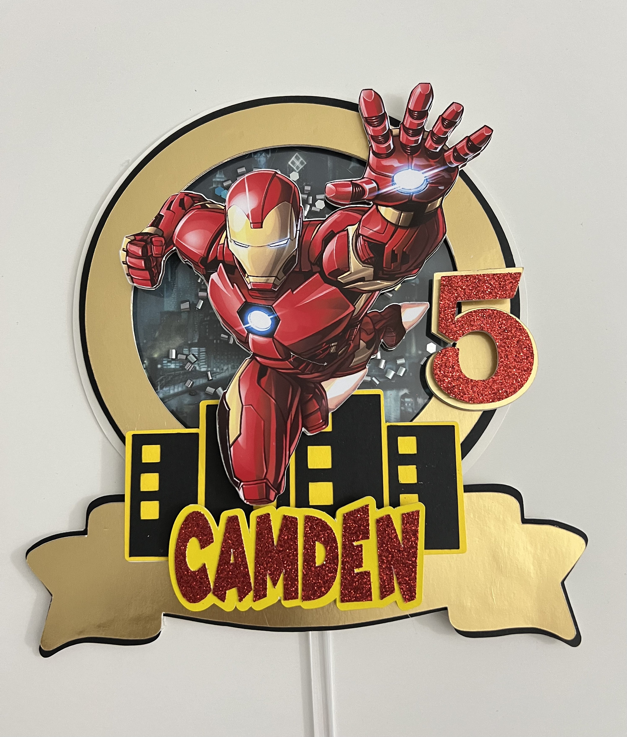 Iron Man Cake Topper, Cake Topper Gold, Iron Man Party, Iron Man ...