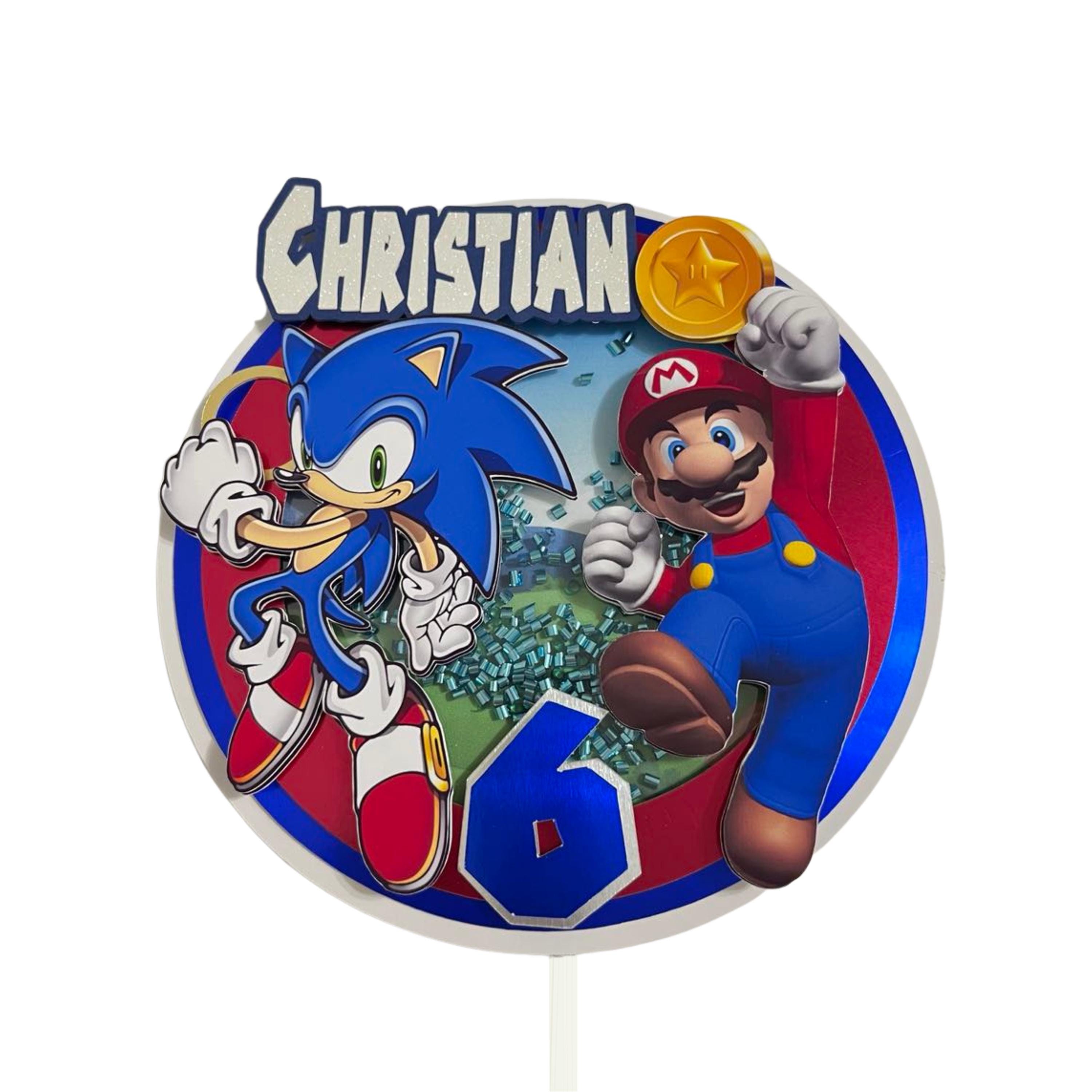 Mario and Sonic Cake Topper, Mario and Sonic Party, Mario & Sonic Cake ...