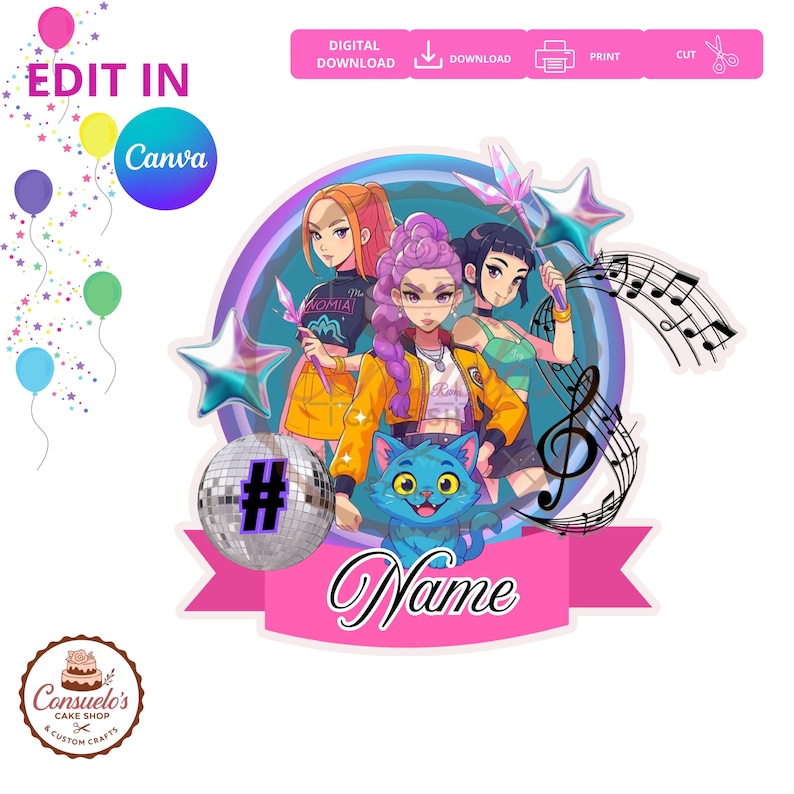 Canva Editable KPOP Cake Topper, KPOP Download Print, DIY Printable ...