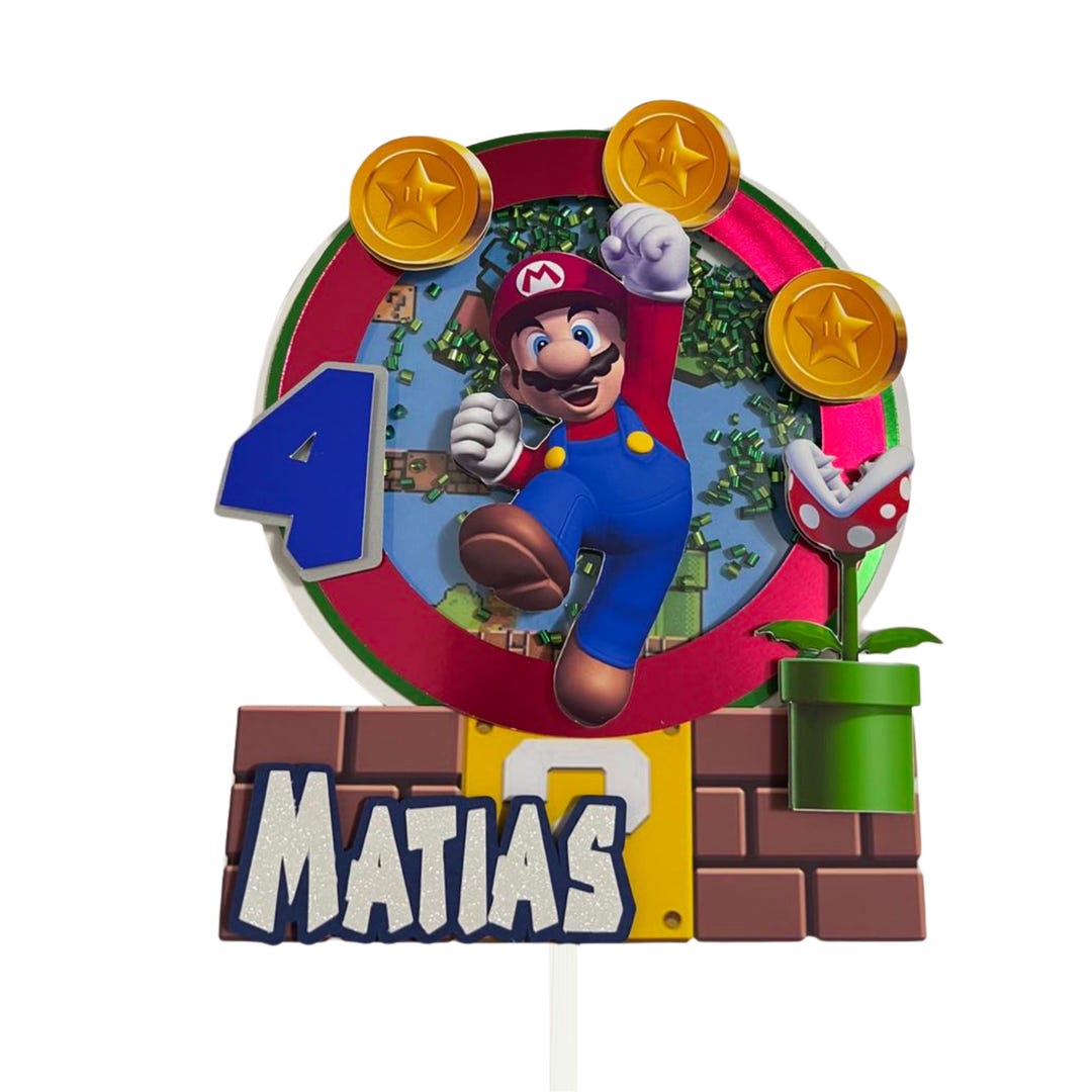 Mario Cake Topper, Mario Party, Mario Birthday Cake, Mario Party ...
