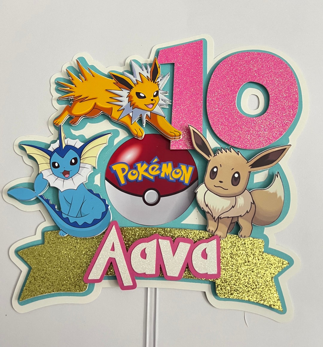 Pokémon Cake Topper, Jolteon Party Supplies, Vapoeon Cake Topper, Eevee ...