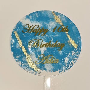 Round Acrylic Cake Topper, Birthday Cake Topper, Custom Cake Topper ...