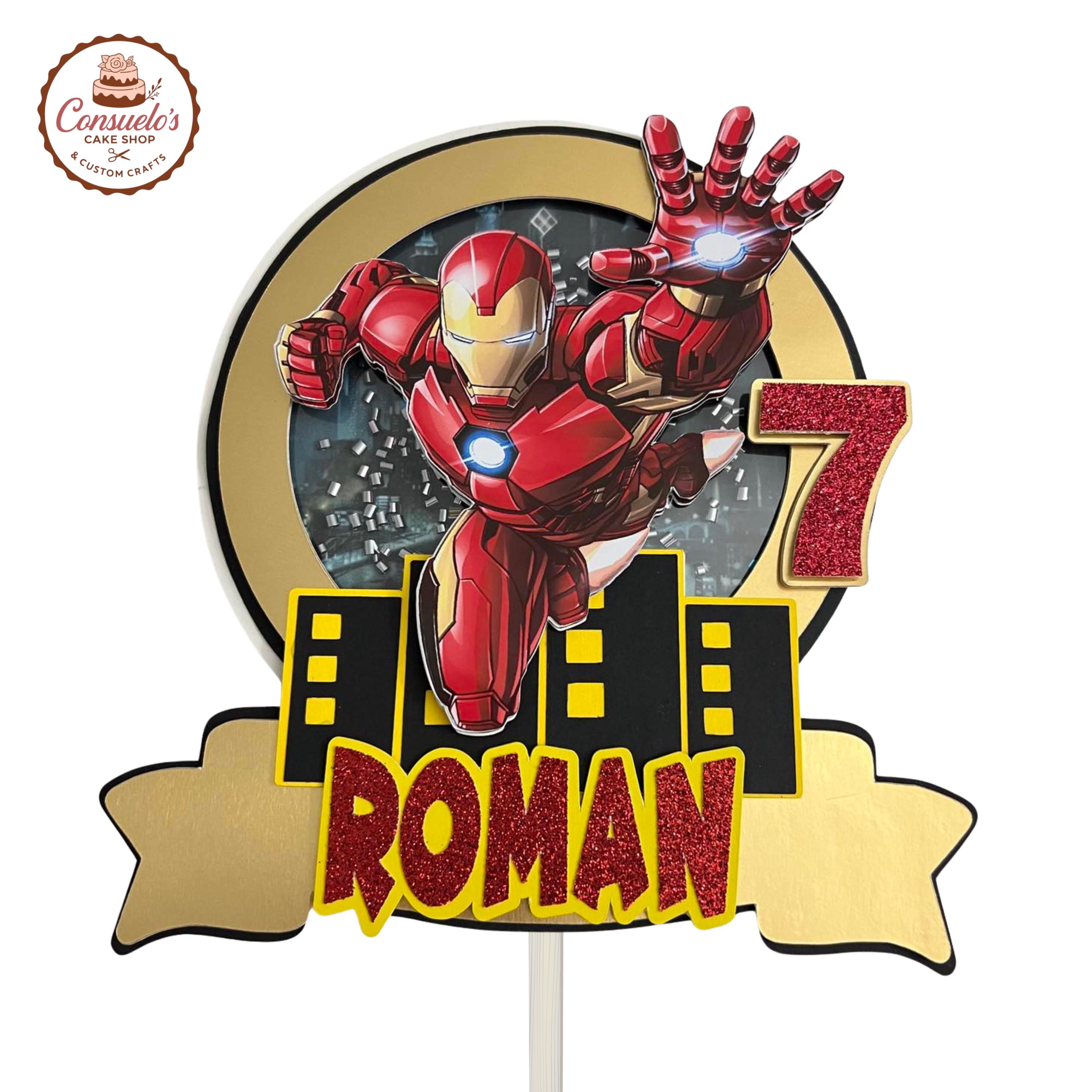 Iron Man Cake Topper, Cake Topper Gold, Iron Man Party, Iron Man ...