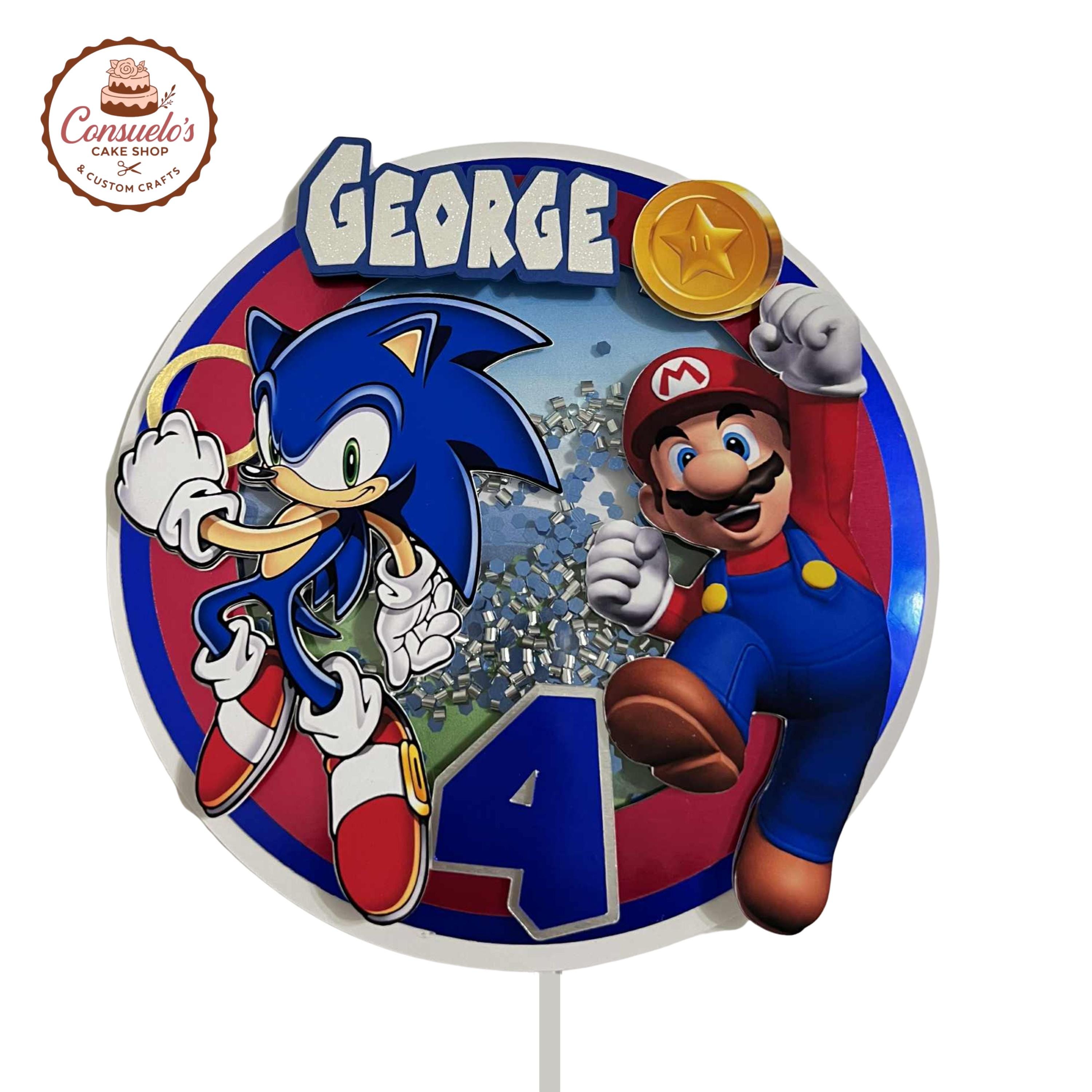 Mario and Sonic Cake Topper, Mario and Sonic Party, Mario & Sonic Cake ...