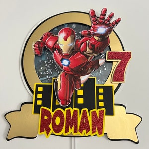 Iron Man Cake Topper, Cake Topper Gold, Iron Man Party, Iron Man ...