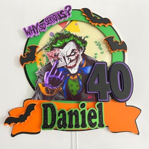 Joker Cake Topper, Birthday Cake Topper, Joker Party Supplies, Joker ...