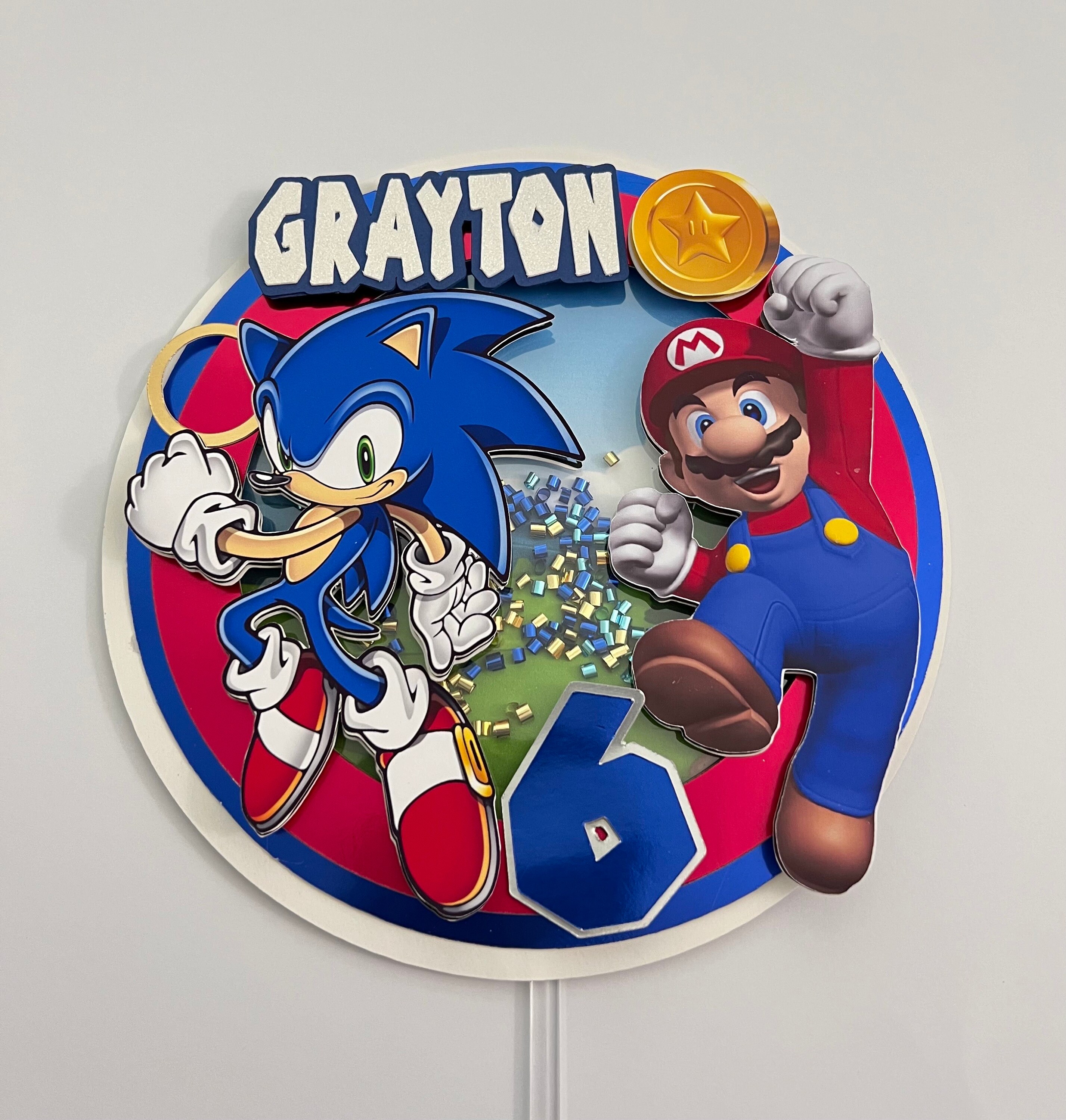 Mario and Sonic Cake Topper, Mario and Sonic Party, Mario & Sonic Cake ...