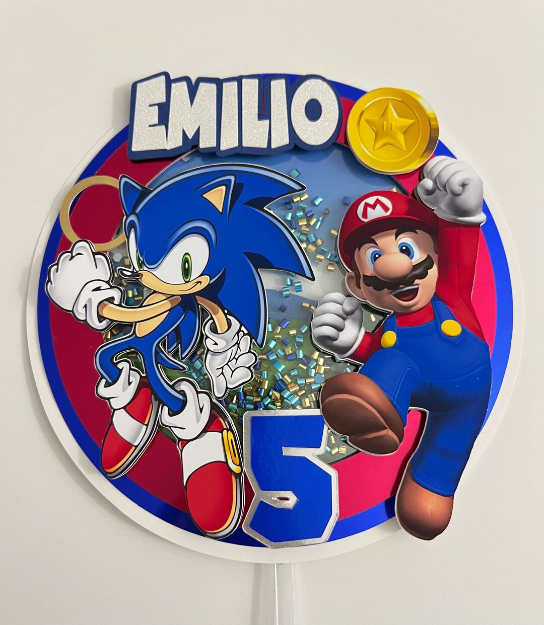 Mario and Sonic Cake Topper, Mario and Sonic Party, Mario & Sonic Cake ...
