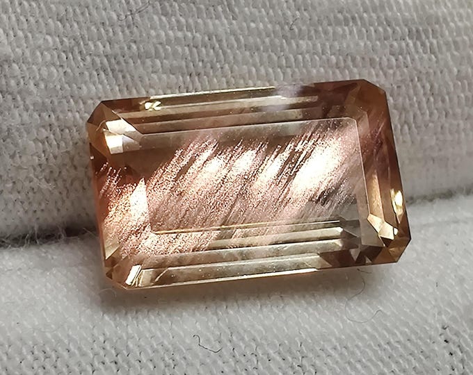 Natural Oregon Sunstone, Emerald Shape Faceted American Gemstone, 4.1 ...