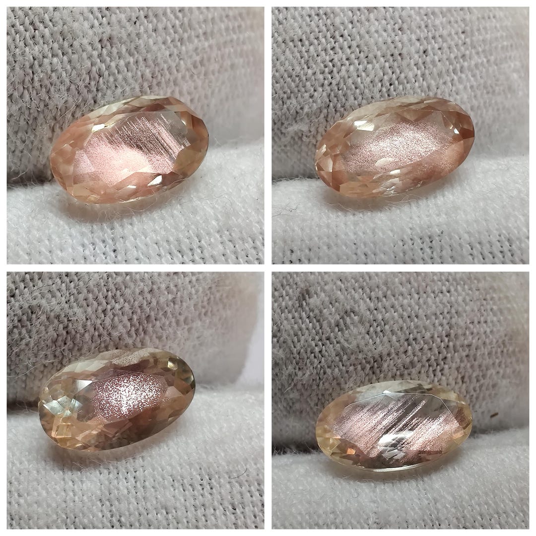 4pcs Natural Oregon Sunstone, 3.9 Cts 7.5x4.5mm-9x5mm 100% Natural AAA Pink Schiller Faceted ...