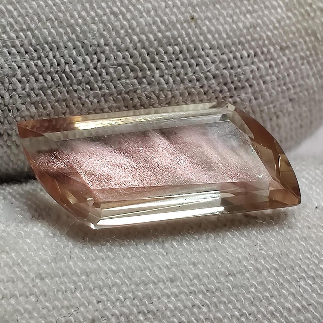 Trapezoid Cut Oregon Sunstone, 3ct Peachy Pink Gem With Copper Schiller ...