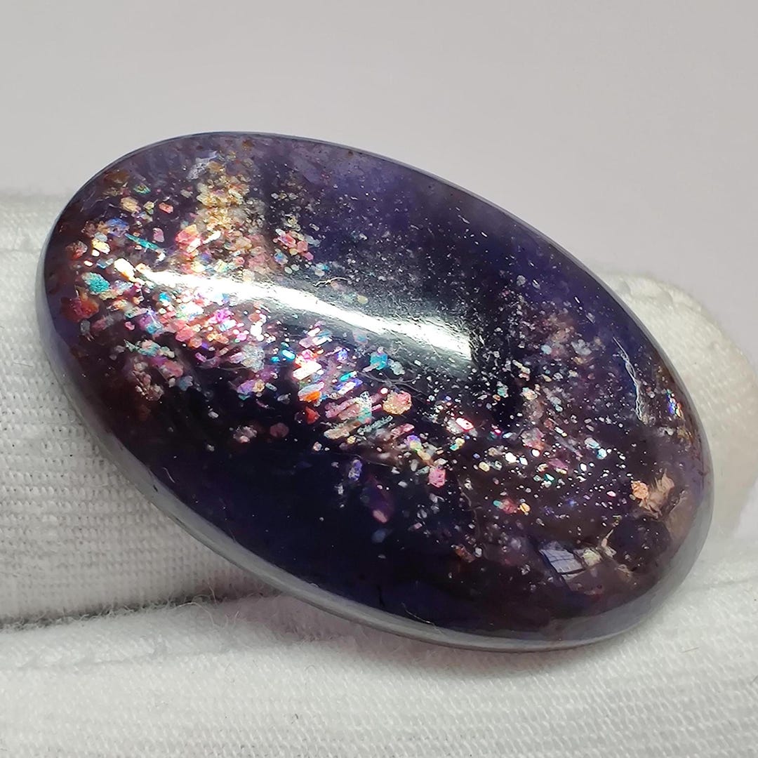 Oval Shape Iolite Sunstone, Multi Colour Glitter Flash Iolite Gemstone ...