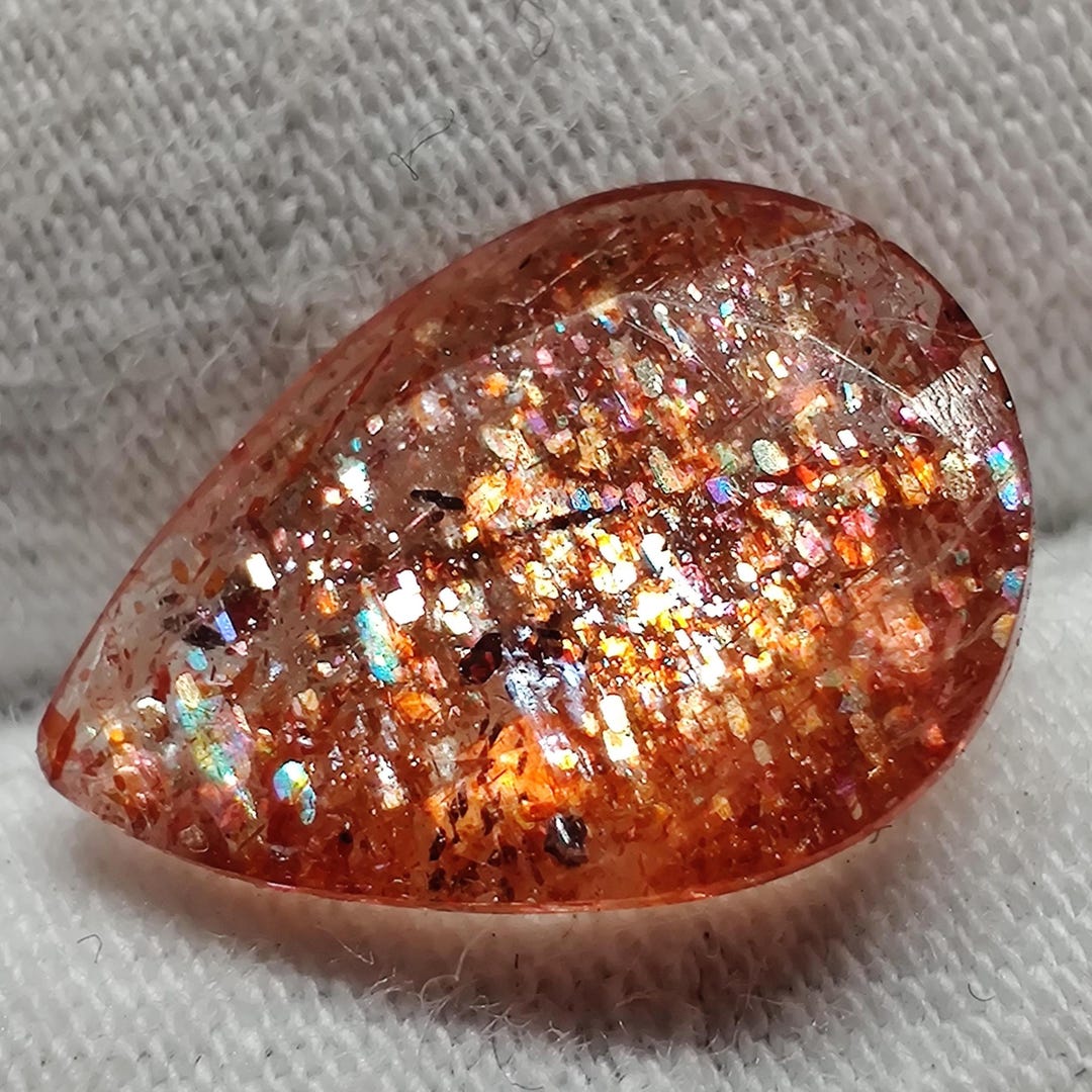 Multi Color Confetti Orange Sunstone Cut, 2.4 CTS 12.5x9x4mm, Faceted ...