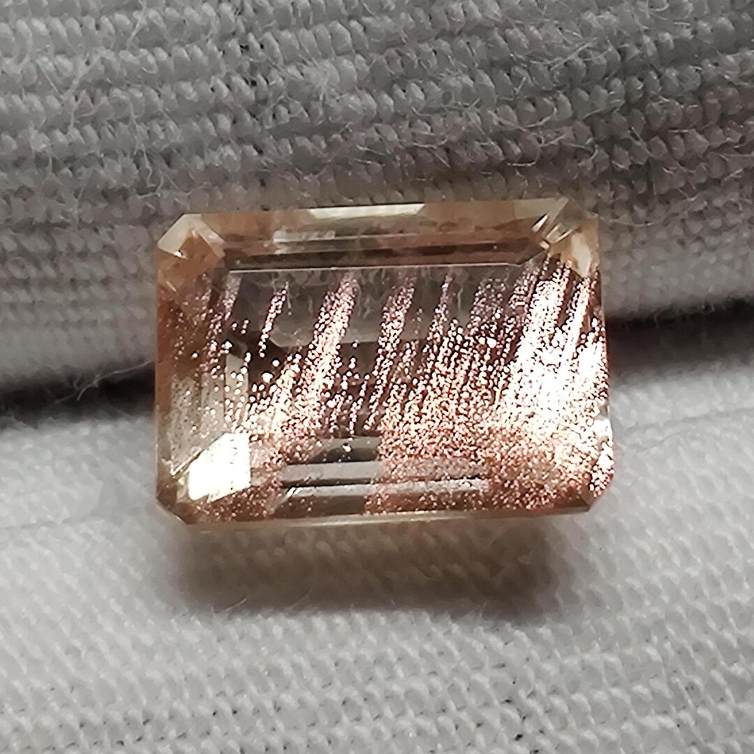 Natural Oregon Sunstone, Emerald Shape Faceted American Gemstone, 1.4 ...