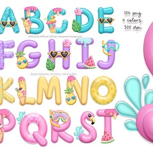 Summer Alphabet, Beach Alphabet Clipart, Digital Download. - Etsy