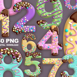Sweet Numbers Clipart, Sprinkles Clip Art, Dripping Frosting Font ...