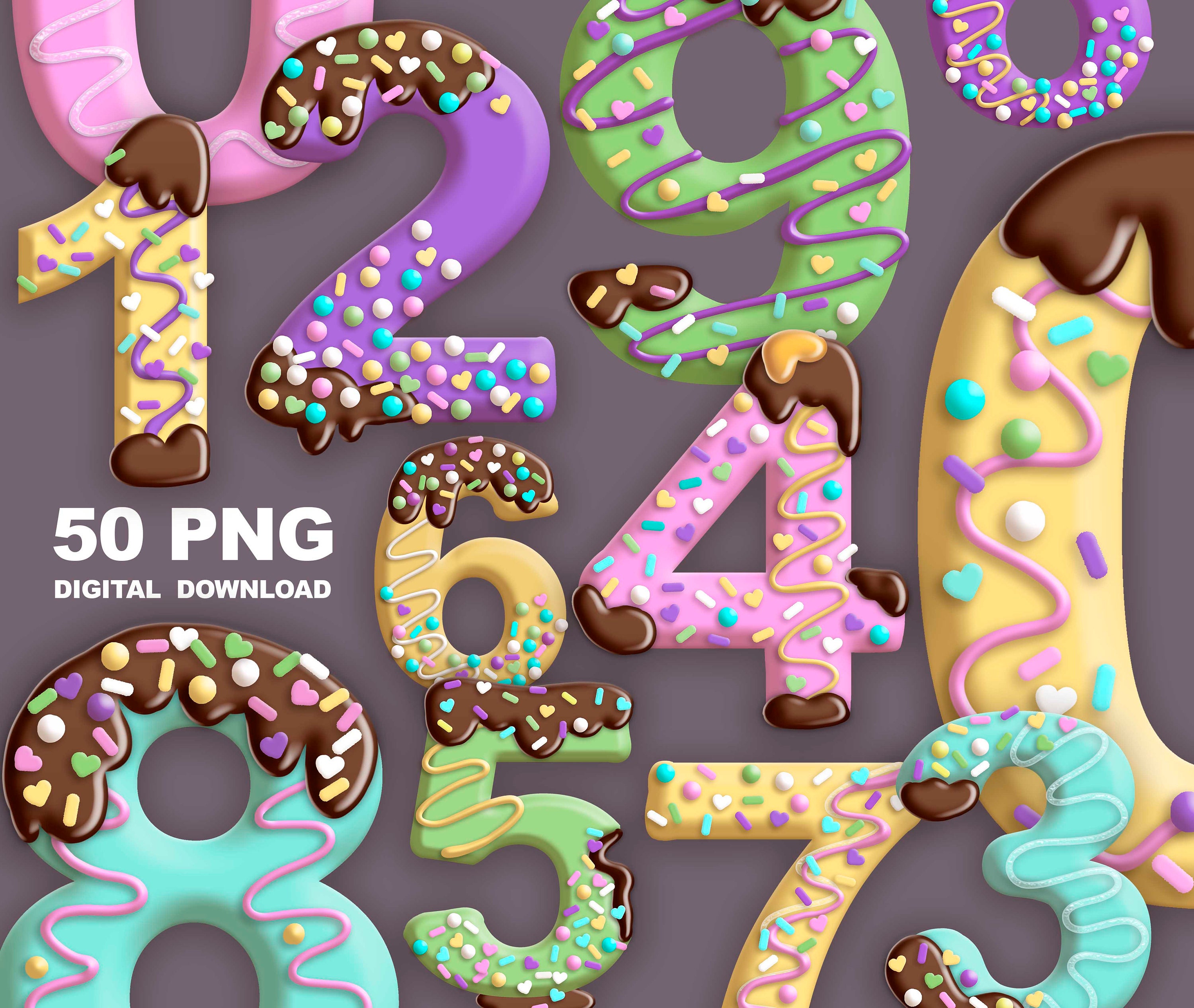 Sweet Numbers Clipart Sprinkles Clip Art Dripping Frosting | Etsy