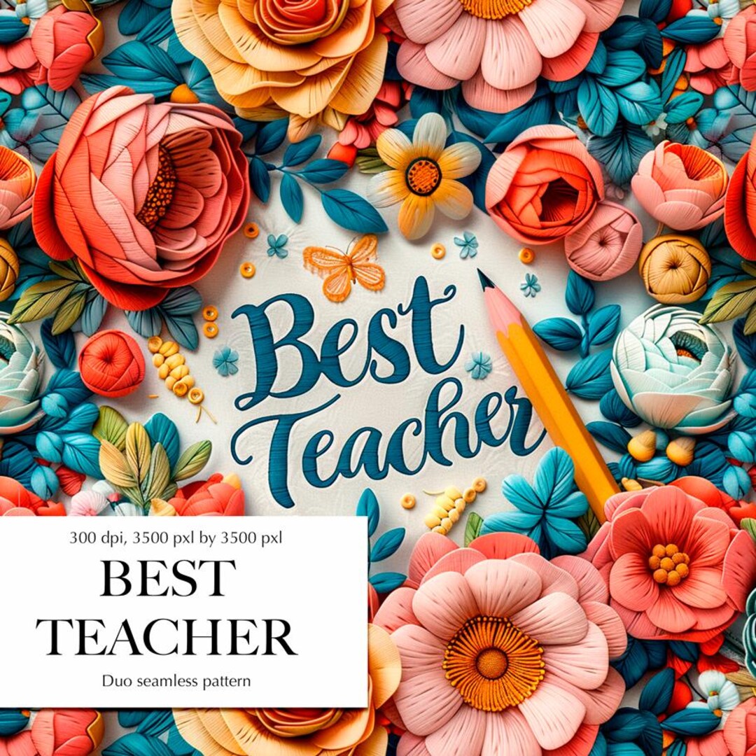 Best Teacher Seamless Pattern, Teacher Digital Paper, DIGITAL DOWNLOAD ...