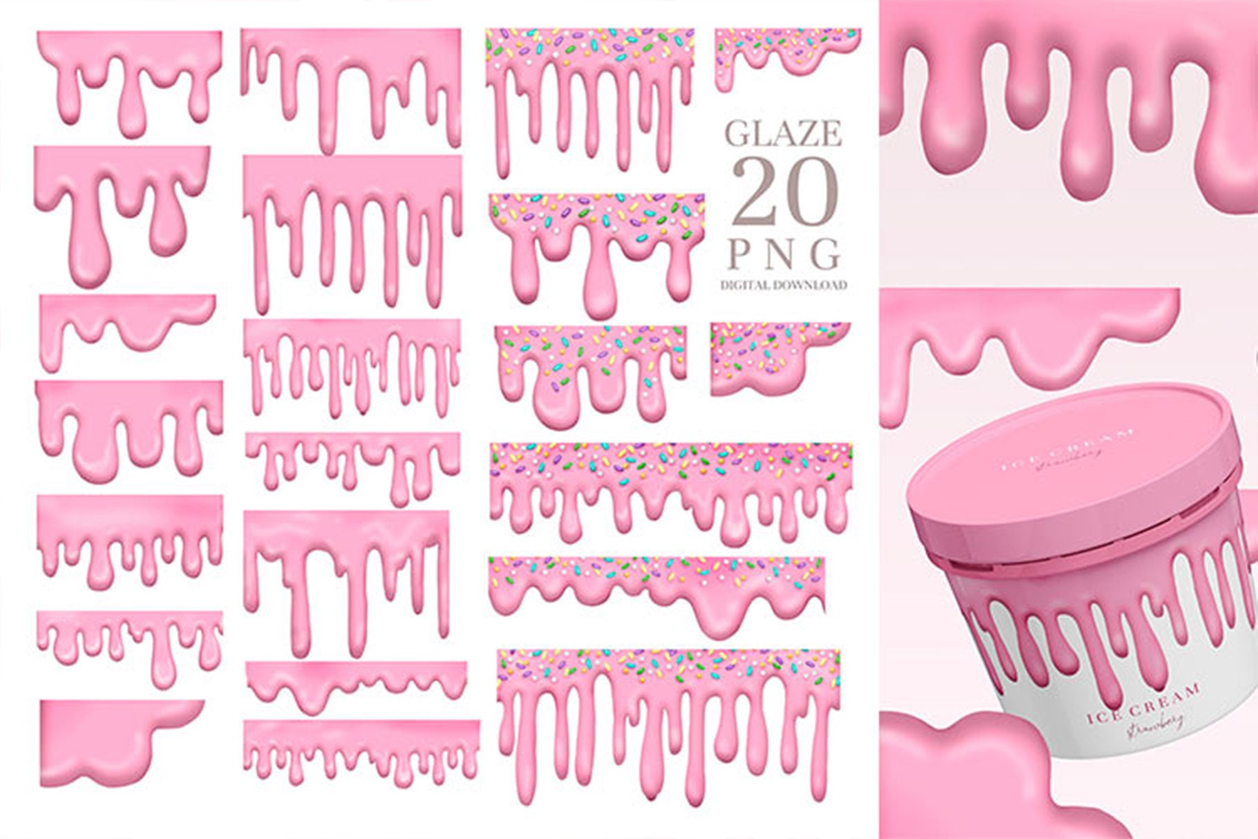 Ice Cream Drip Png, Dripping Border Bundle, Digital Download - Etsy