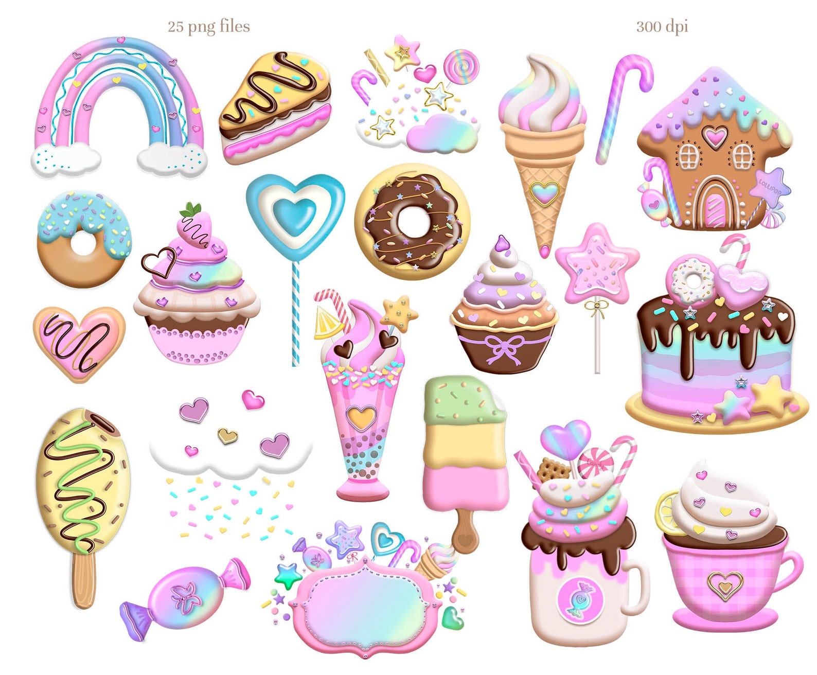 Candyland Clipart Candy and Sweets Png Pastel Sweet Clip - Etsy