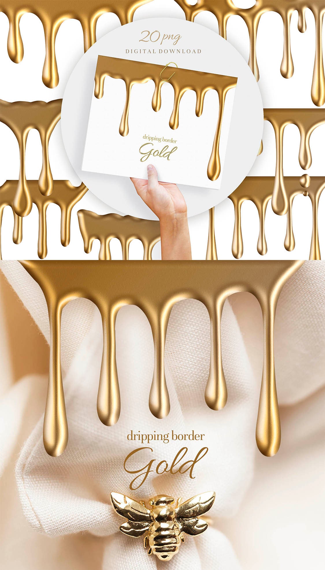 Gold Dripping Borders PNG: Clipart Overlays (digital Download) - Etsy ...