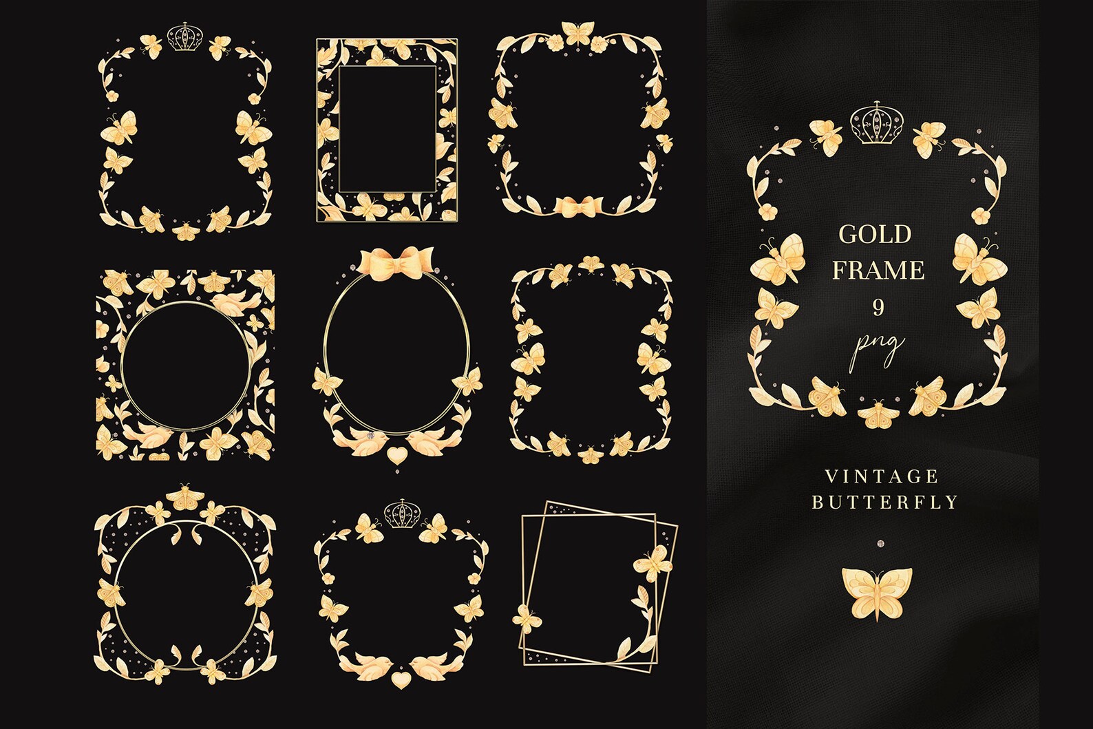 Gold Frame Clipart Celestial Border Frames Bundle Clip Art | Etsy