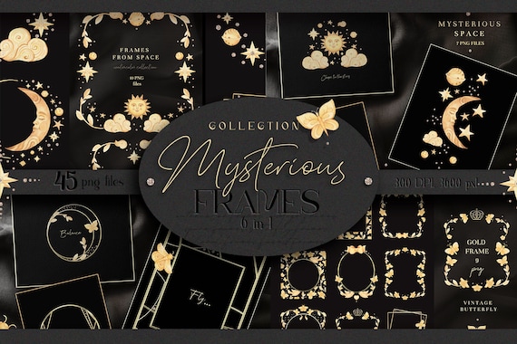 Gold Frame Clipart Celestial Border Frames Bundle Clip Art | Etsy