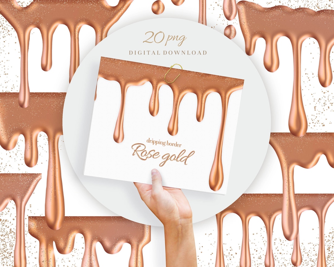 Rose Gold Dripping Glitter Border Clipart (digital Download) - Etsy