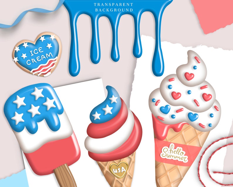 Ice Cream Clipart Popsicle Clip Art Patriotic Popsicle Png - Etsy Canada