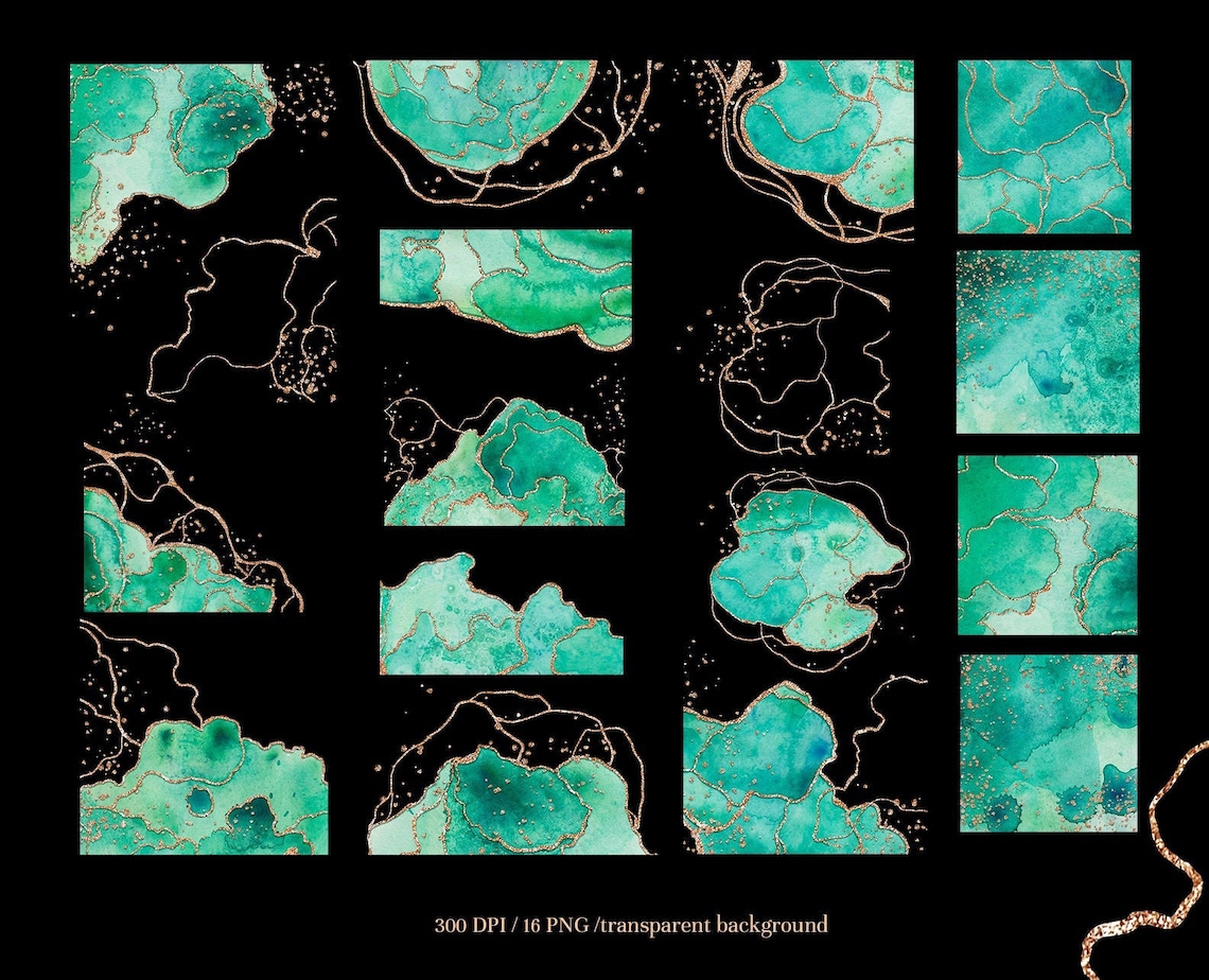 Watercolor Mint Border Overlays Glitter Design Elements - Etsy