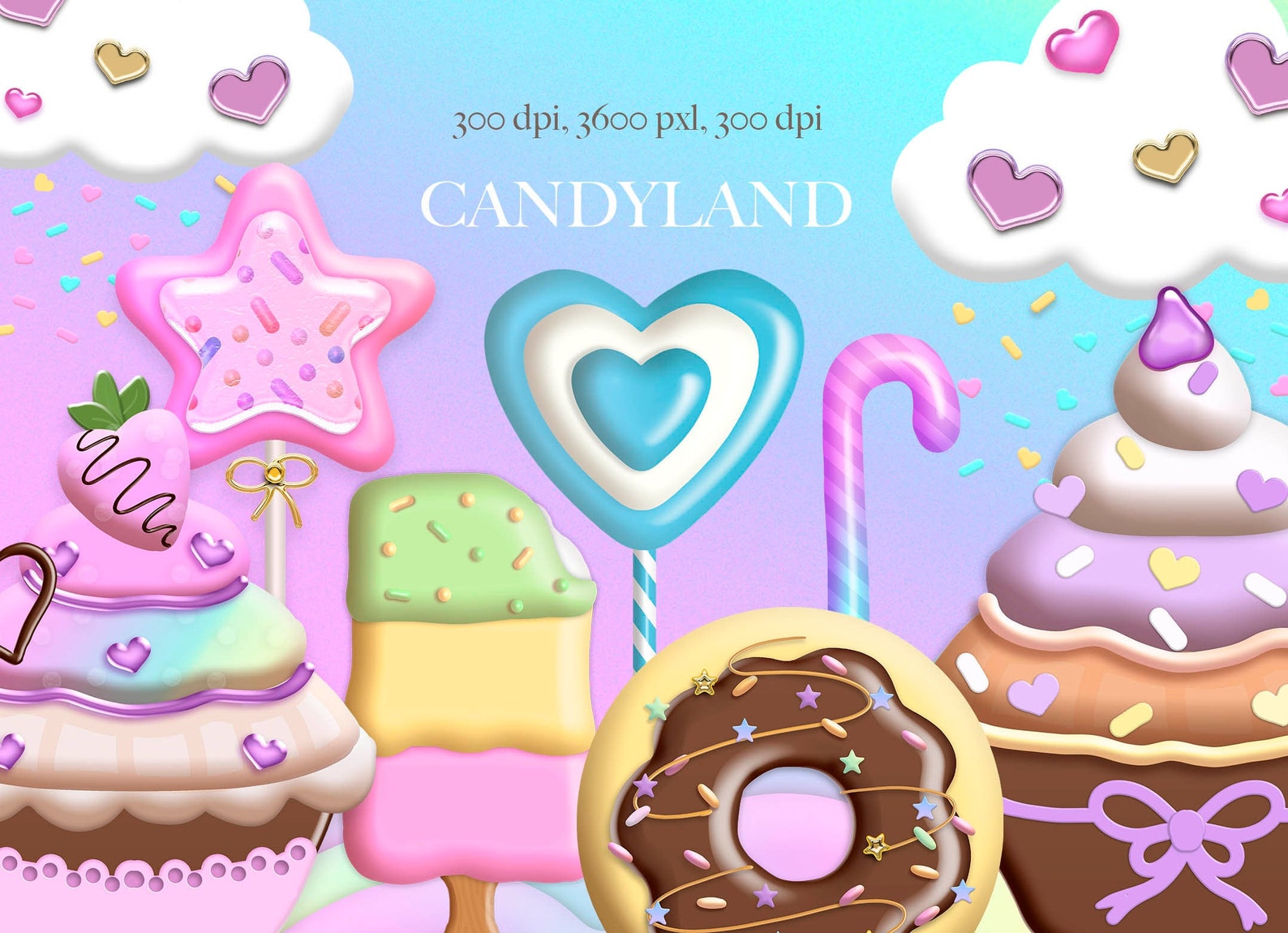 Candyland Clipart Candy and Sweets Png Pastel Sweet Clip - Etsy