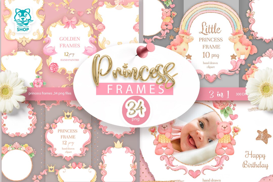 Princess Frame Clipart, Floral Frame Png, Digital Frames Clip Art ...