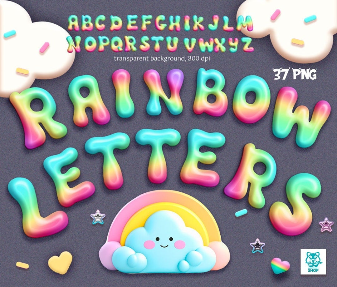 Rainbow Letters and Numbers, Sweet Numbers Png, DIGITAL DOWNLOAD - Etsy