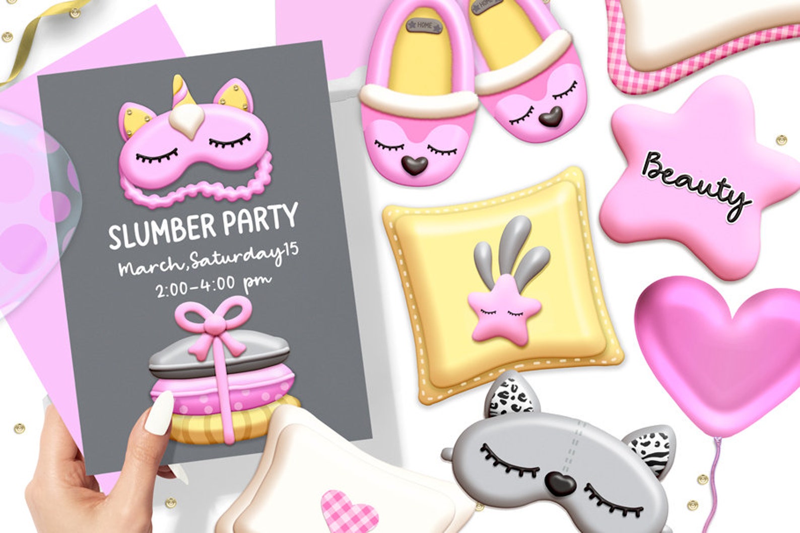 Slumber Party Clipart Sleepover Clipart Digital Download. - Etsy