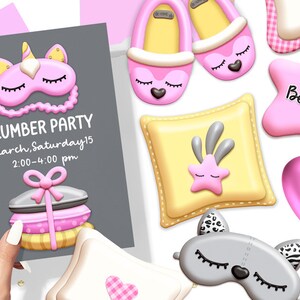 Slumber Party Clipart, Sleepover Clipart, Digital Download. - Etsy