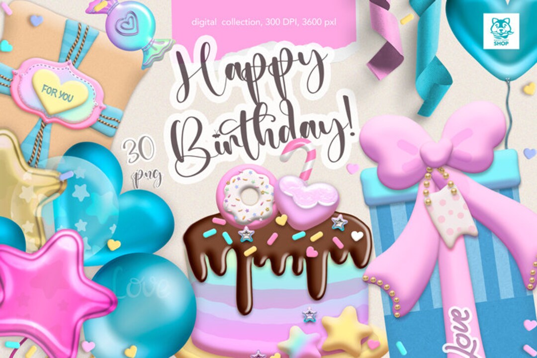 Birthday Party Clipart, Candy and Balloons Clip Art,birthday Numbers ...