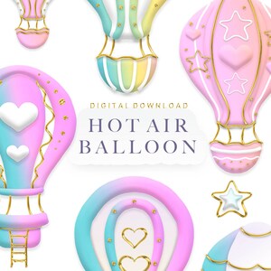 Pastel Rainbow Clipart, Pastel Hot Air Balloons, Butterfly Clipart ...