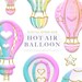 Pastel Rainbow Clipart Pastel Hot Air Balloons Butterfly - Etsy